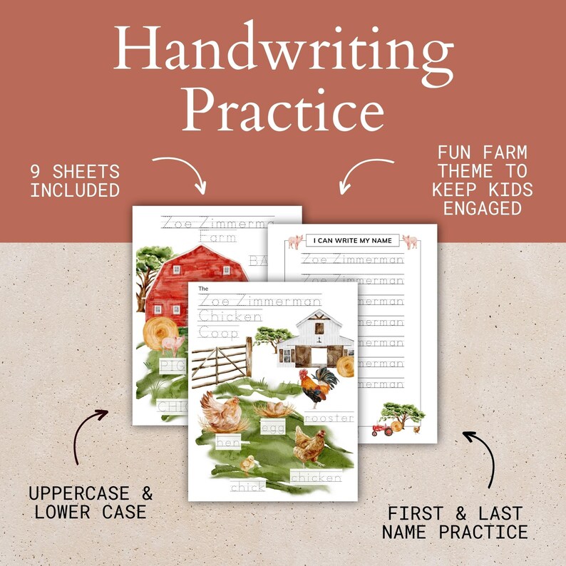 Editable Name Practice Printable, Farm Animal Activity Handwriting ...