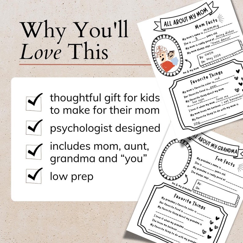 All About Mom Printable Mothers Day Quiz Preschool, Fill in the Blank ...