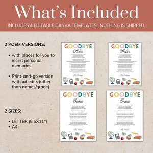 End of Year Poem for Student, Kindergarten Last Day of School Printable ...