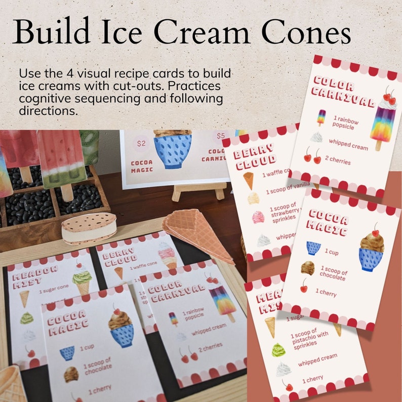Ice Cream Shop Dramatic Play Printable, Restaurant Pretend Play Gift ...