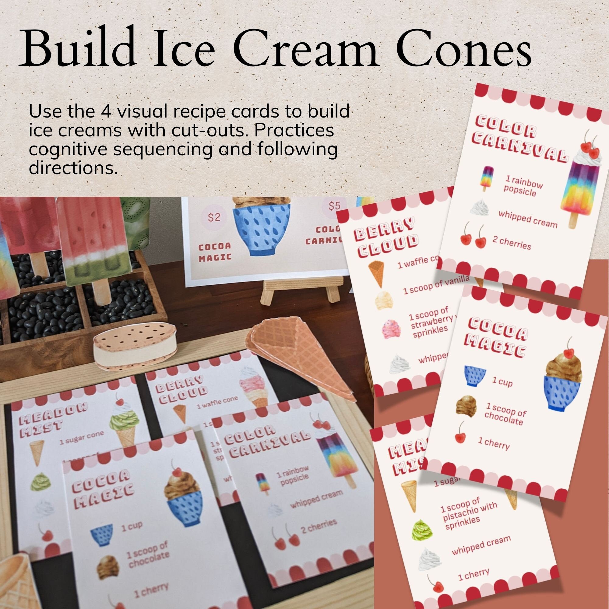 Ice Cream Shop Dramatic Play Printable, Restaurant Pretend Play Gift ...