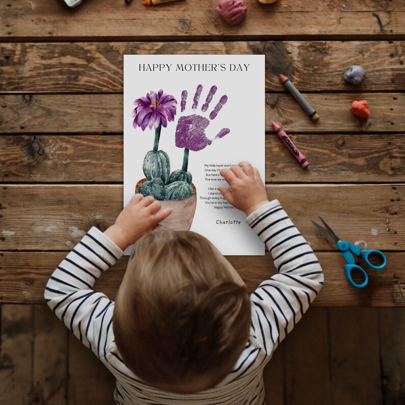 Mothers Day Handprint Poem, Cactus Mothers Day Craft, Mom Flower Hand ...