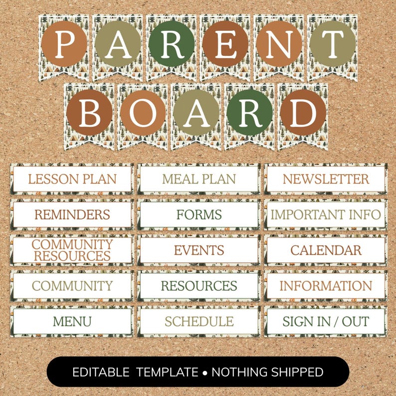 Parent Board Editable Template, Daycare Parent Info Banner Headers ...