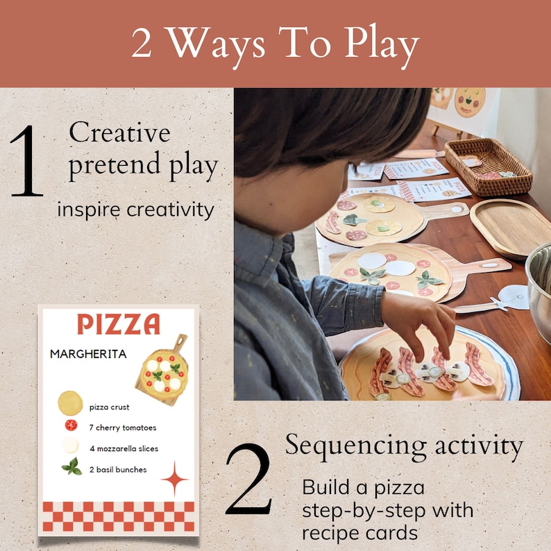 Build a Pizza Visual Recipe Card for Kid, Pizza Activity Dramatic Play ...