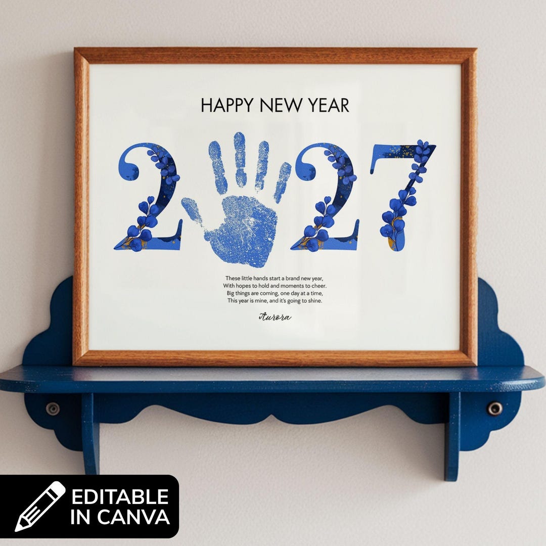 New Year Handprint Craft Printable for Toddlers, 2027 Handprint Poem ...
