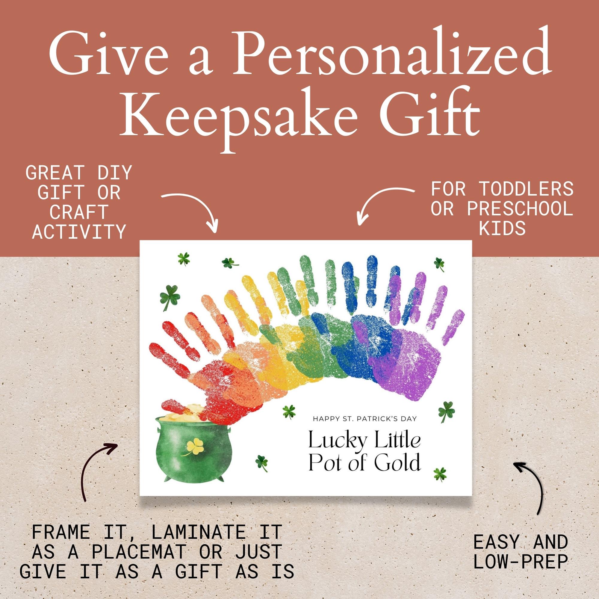 Pot of Gold Rainbow Handprint Art Printable, St Patricks Day Hand Print ...