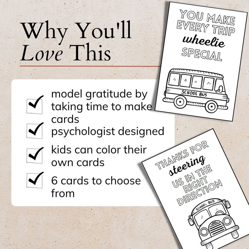 School Bus Driver Appreciation Card, Kids Thank You Notes Printable ...