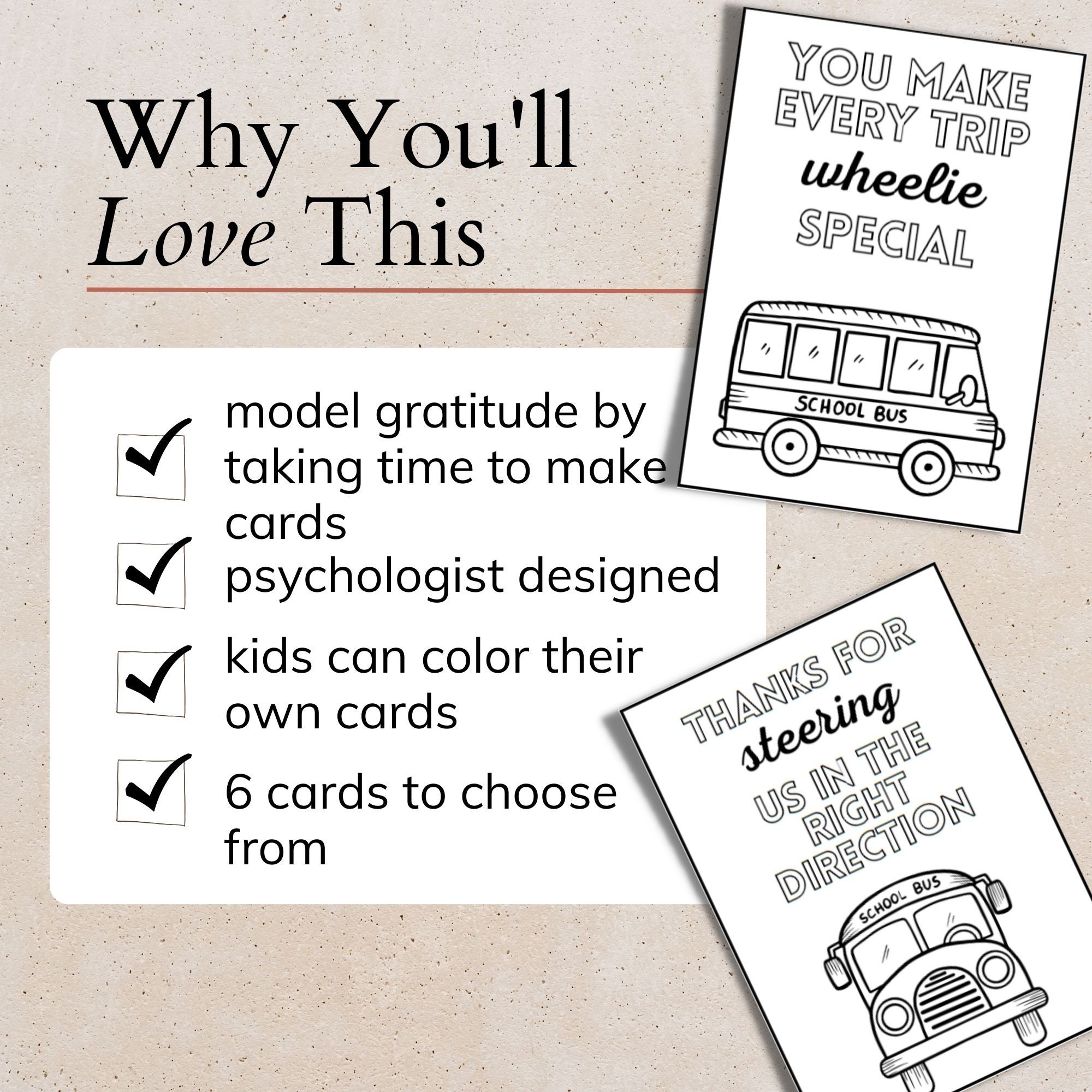 School Bus Driver Appreciation Card, Kids Thank You Notes Printable ...