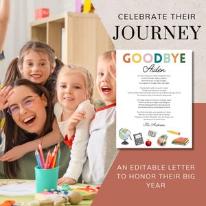 End of Year Poem for Student, Kindergarten Last Day of School Printable ...