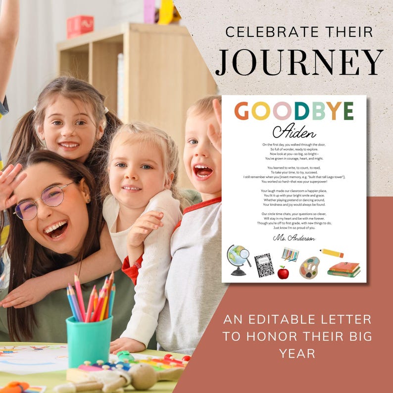 End of Year Poem for Student, Kindergarten Last Day of School Printable ...