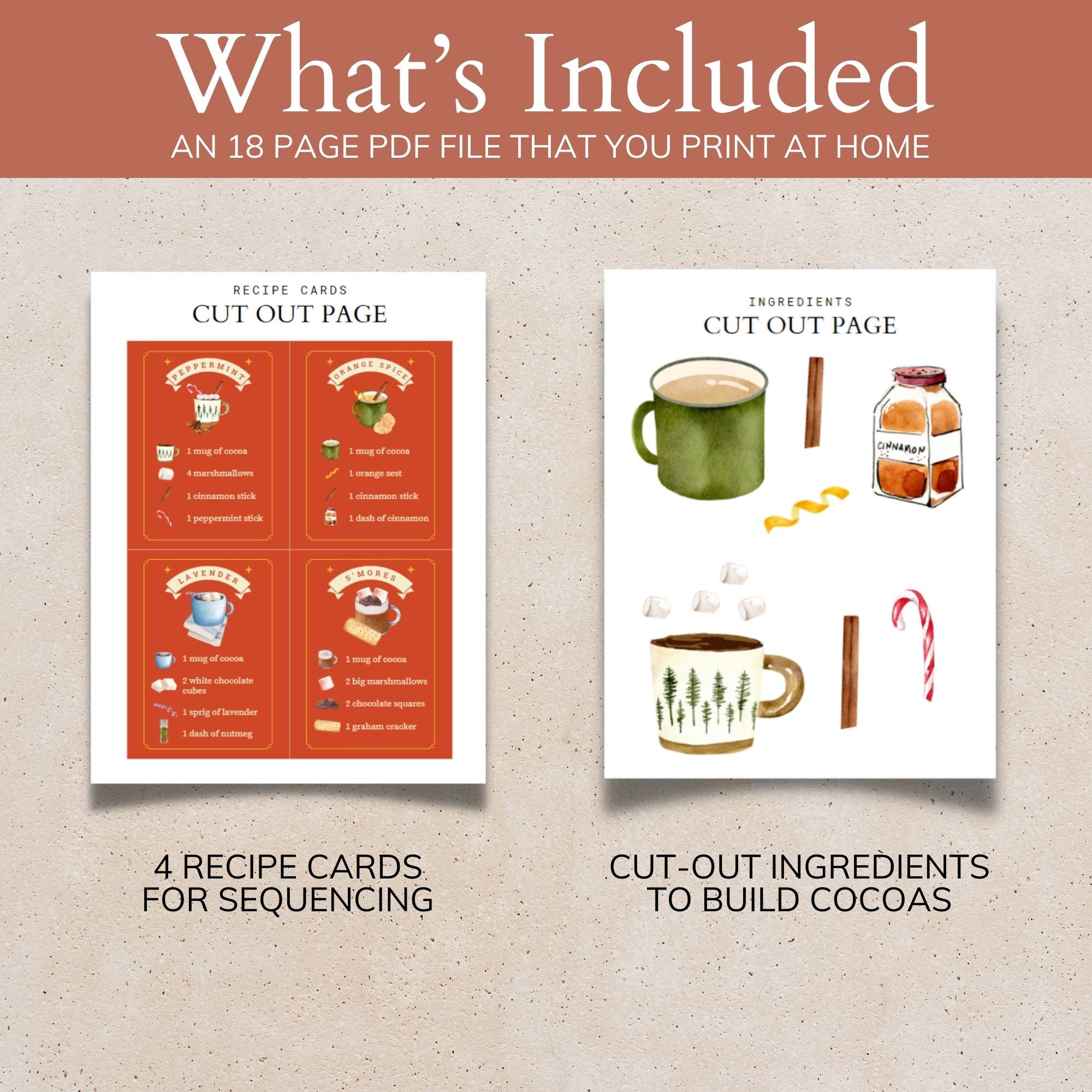 Hot Cocoa Recipe Cards Printable, Hot Chocolate Dramatic Pretend Play ...