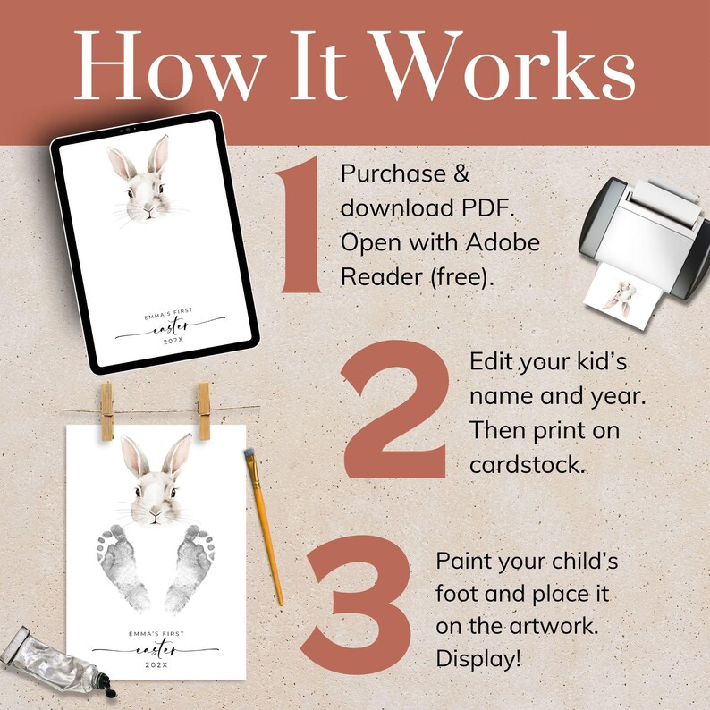 Editable Babys First Easter Footprint Craft Printable, Watercolor ...