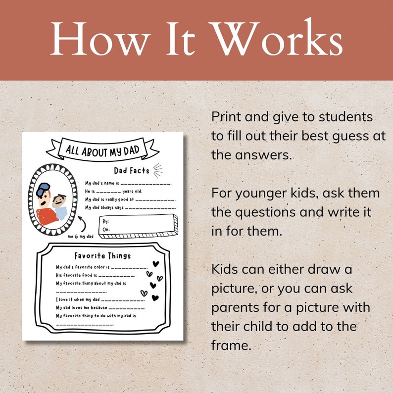 All About My Dad Questionnaire Printable, Unique Fathers Day Gift From ...