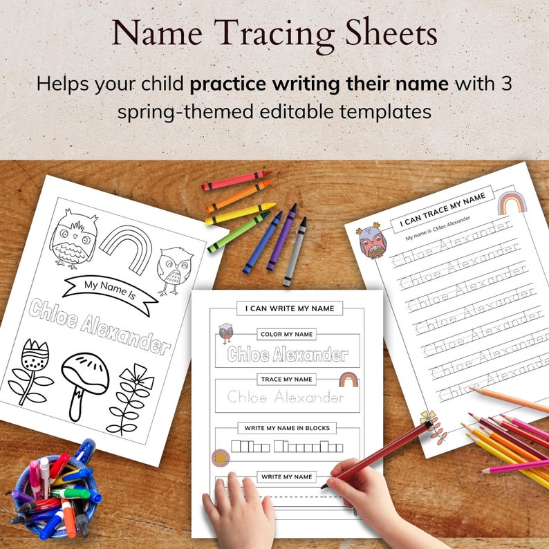 Editable Name Tracing Sheet Owl Printable, Handwriting Practice for Kid ...