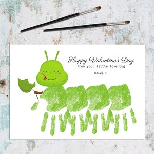 Love Bug Handprint Art Toddler, Caterpillar Valentine Handprint Craft ...