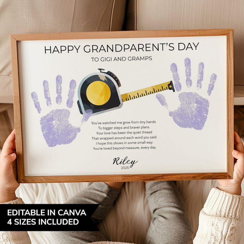 Grandparents Day Handprint Craft Printable, DIY Grandparents Gift From ...