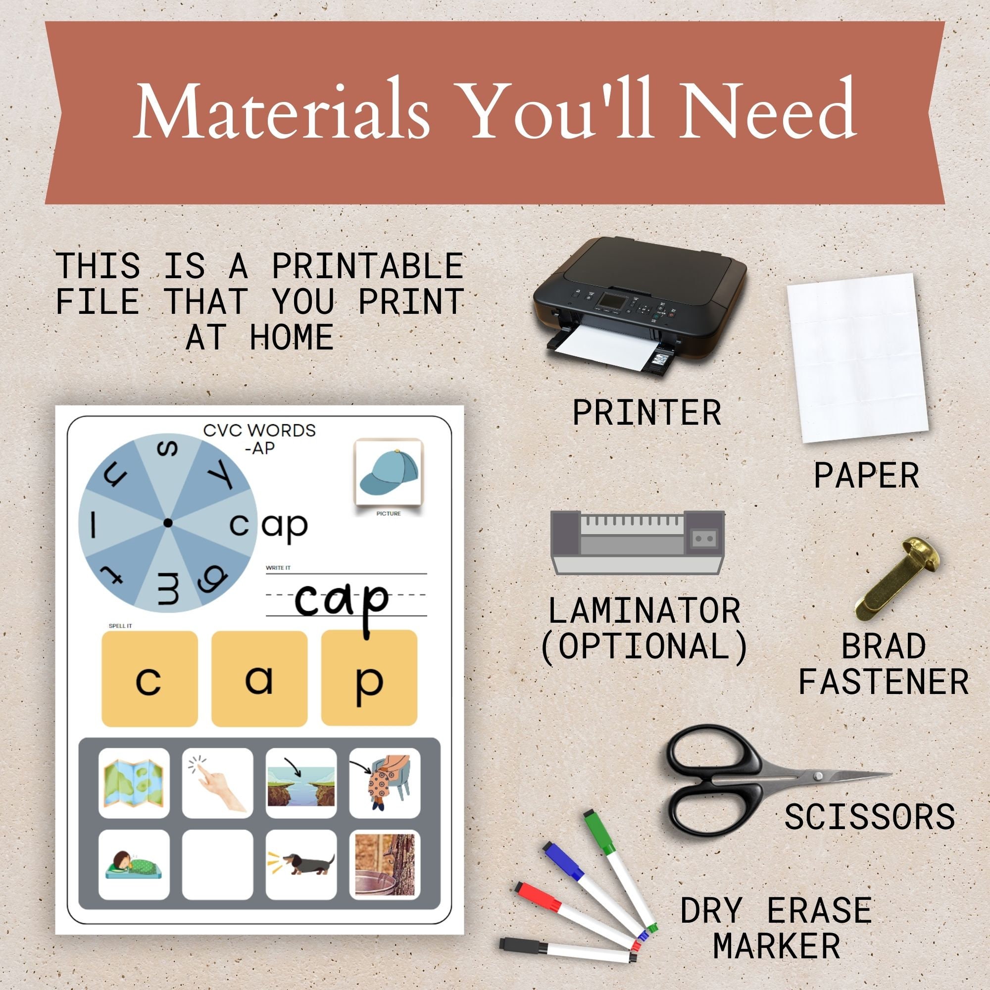 CVC Word Family Worksheet Printable, Rhyming Word Builder Kindergarten ...