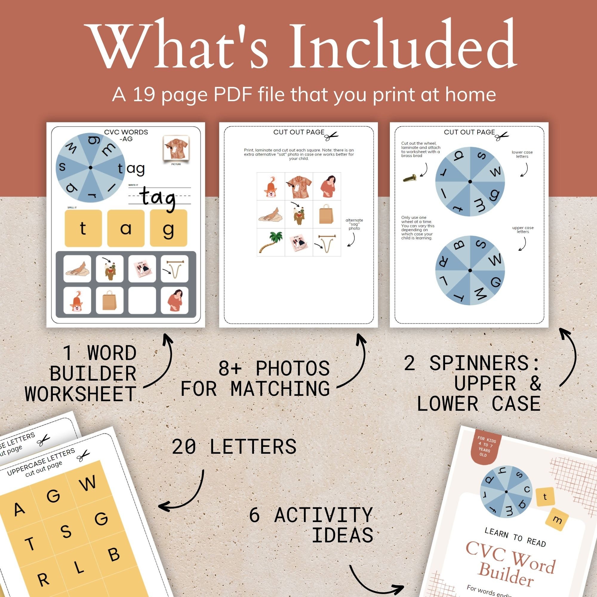 CVC Pictures Word Family Worksheet Printable, Short A Sound Rhyming ...