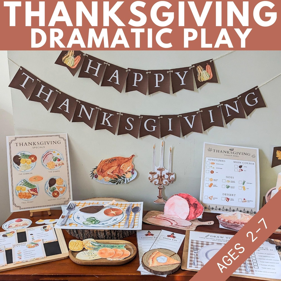 Thanksgiving Dramatic Play Set, Pretend Play Printable Fall Activity ...