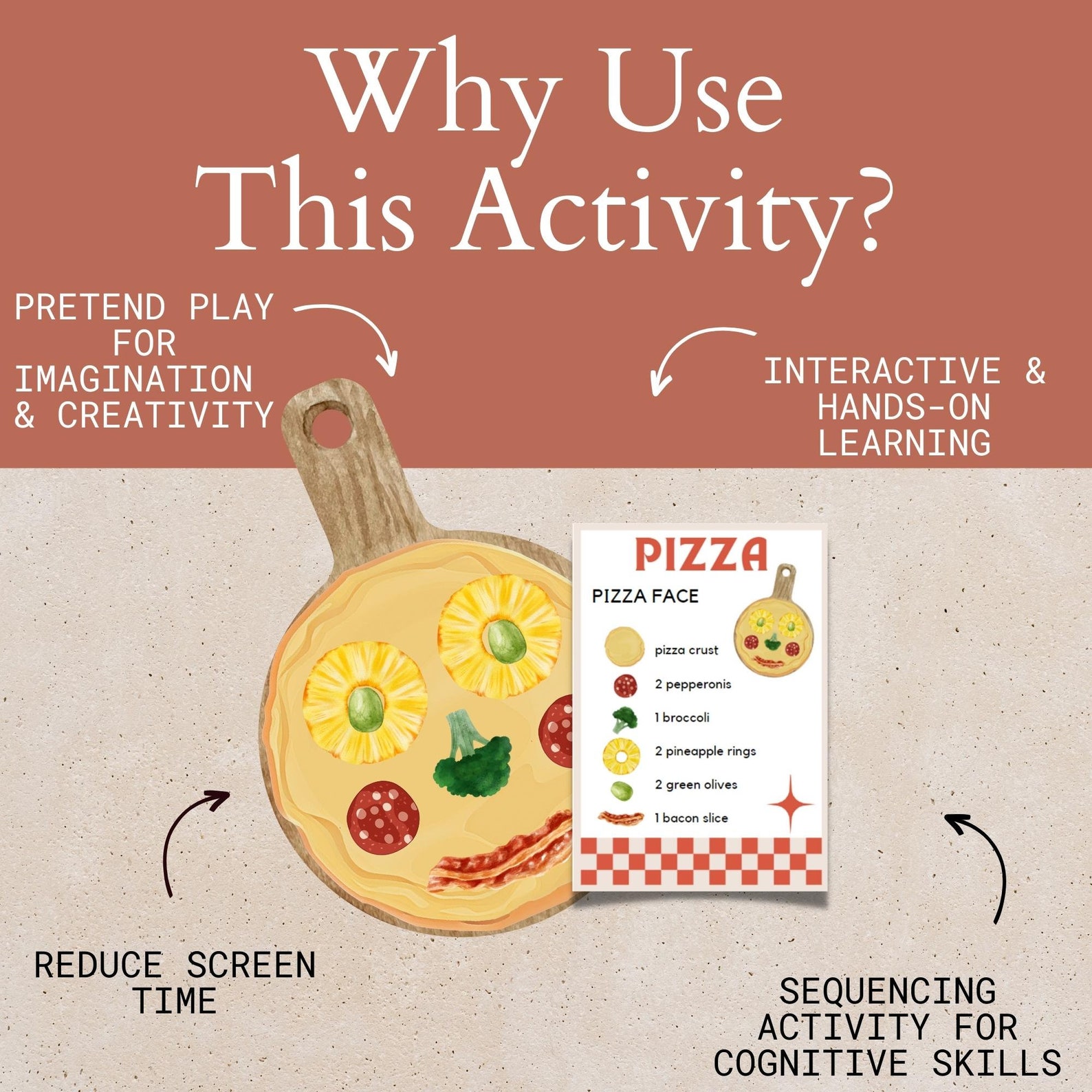 Build a Pizza Visual Recipe Card for Kid, Pizza Activity Dramatic Play ...