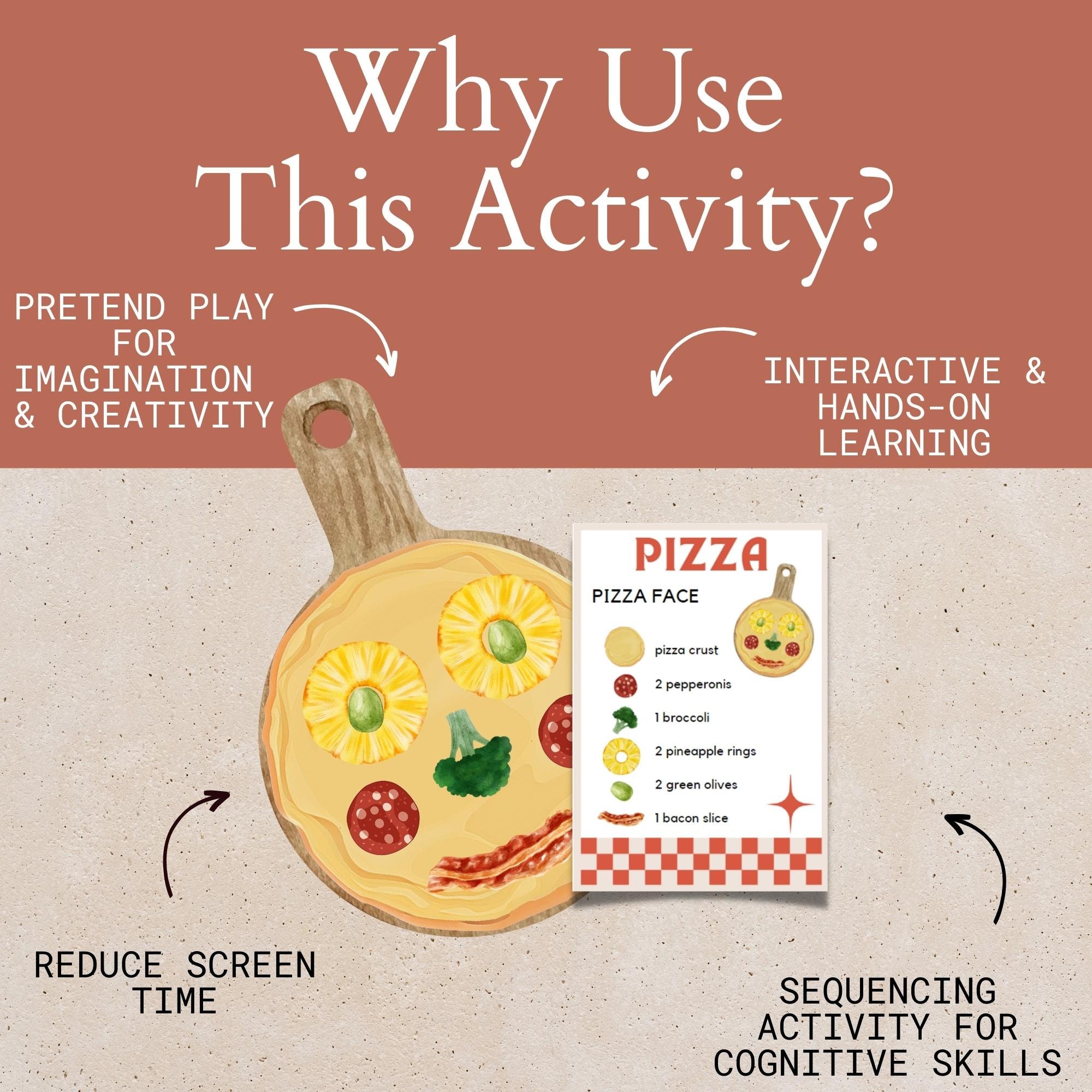 Build a Pizza Visual Recipe Card for Kid, Pizza Activity Dramatic Play ...