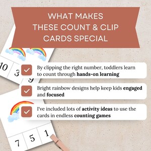Rainbow Count and Clip Card, Spring Math Manipulative, Classroom Number ...