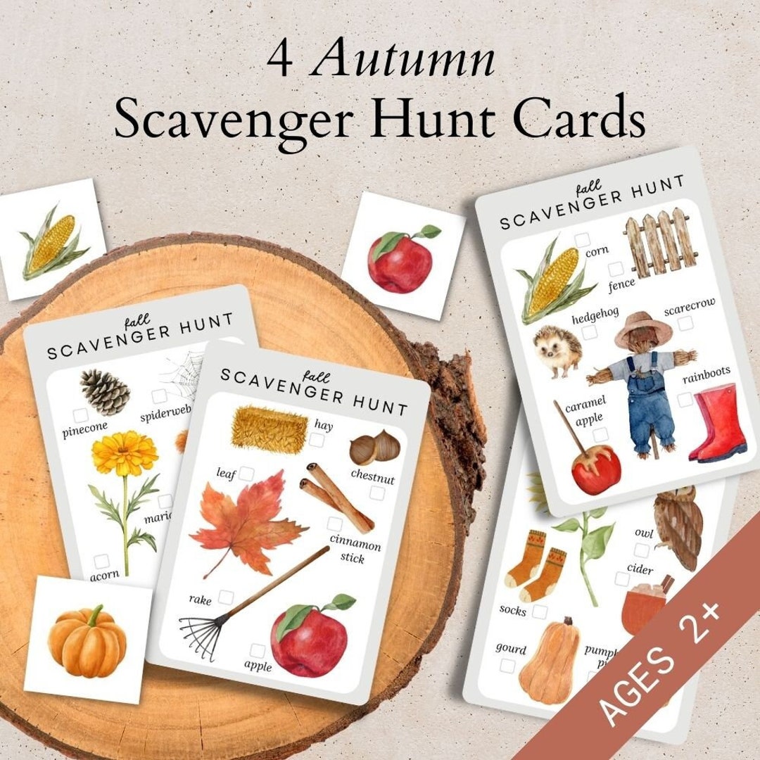 Fall Nature Scavenger Hunt Cards Easy Indoor Outdoor Autumn - Etsy