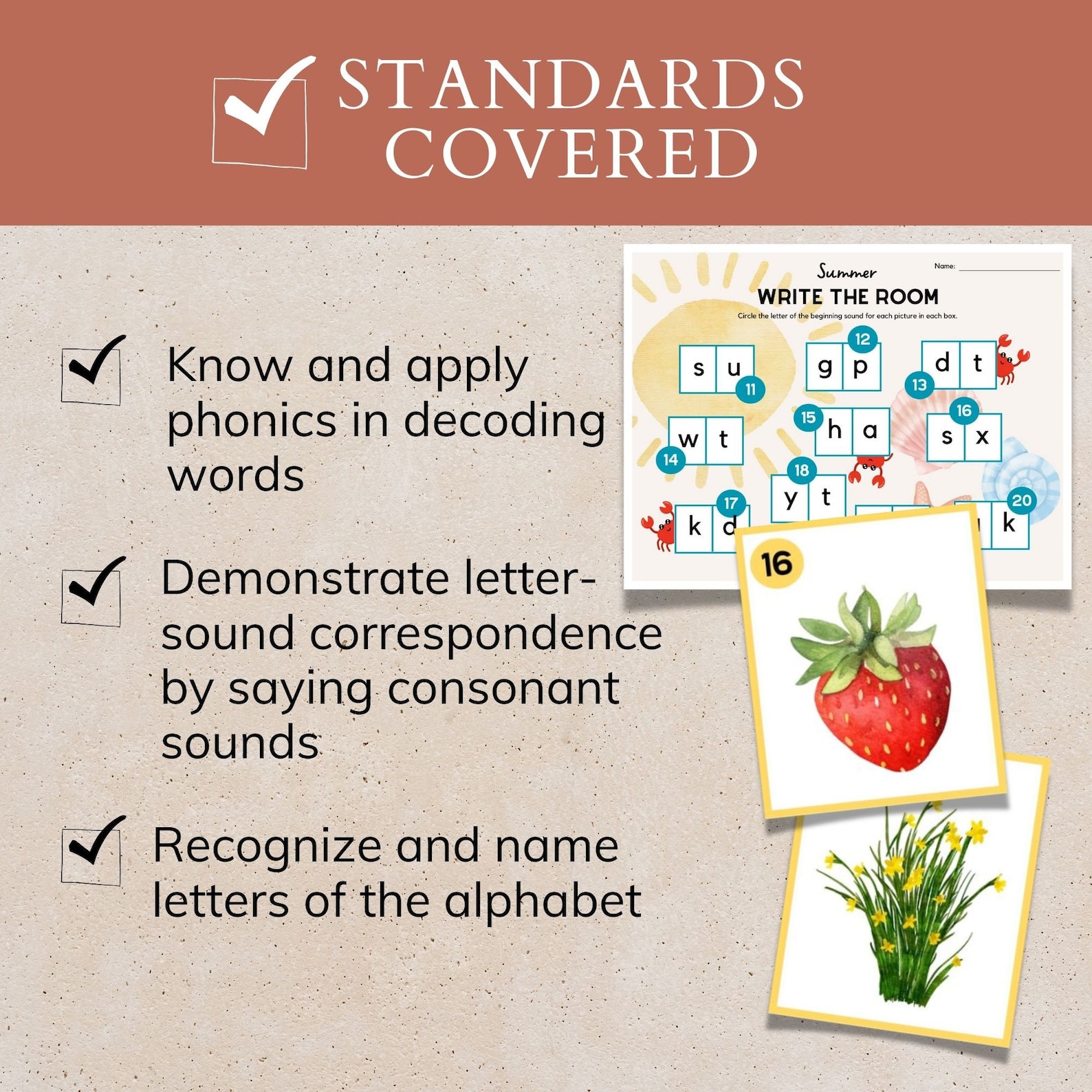 Write the Room Beginning Sounds Printable, Summer Learning Kindergarten ...