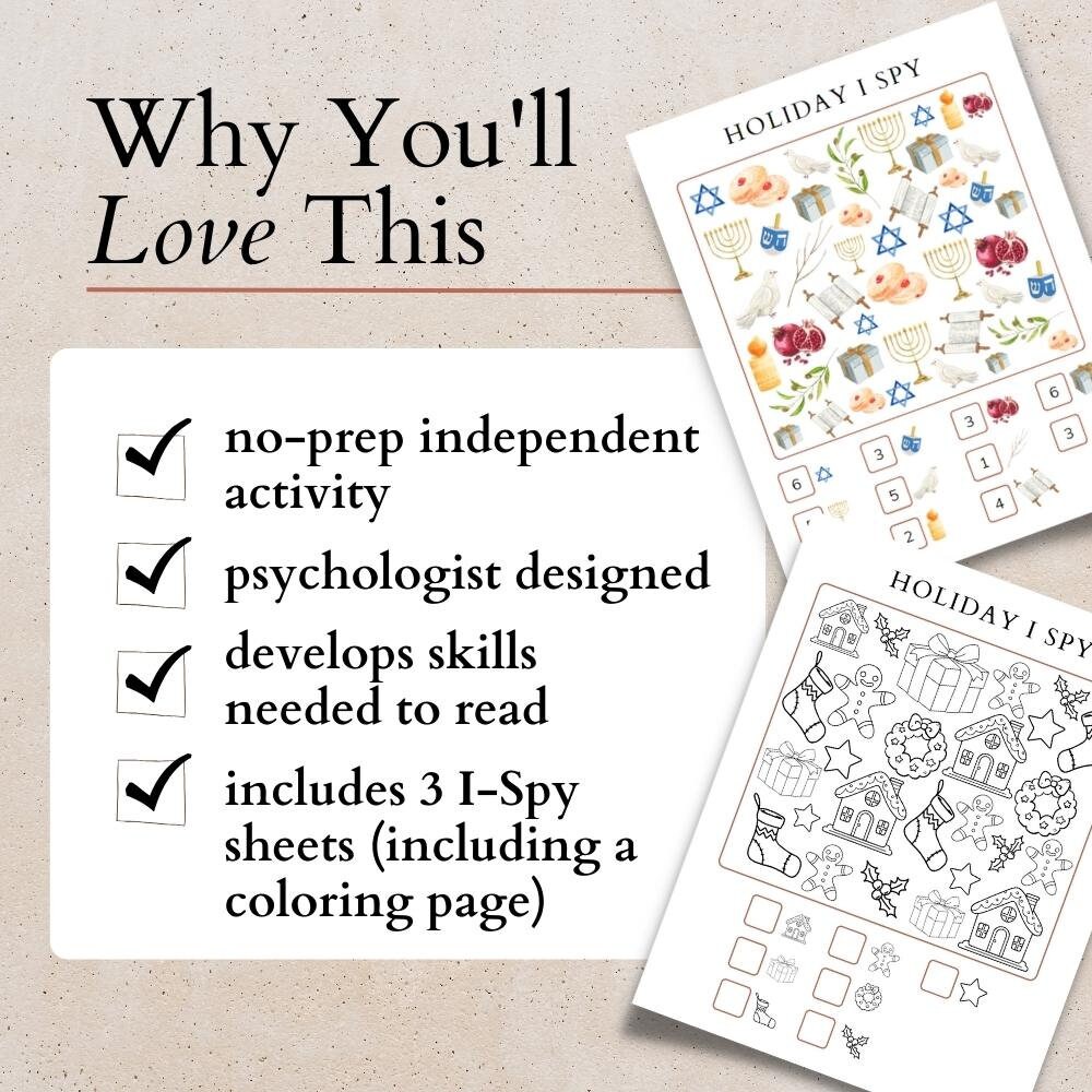 Christmas I Spy Holiday Counting Sheets Hanukkah Scavenger - Etsy