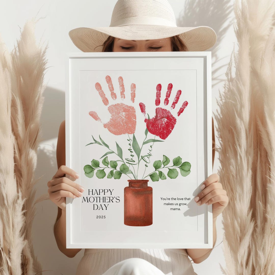 Personalized Flower Handprint Gift Printable, Mothers Day Handprint Art ...
