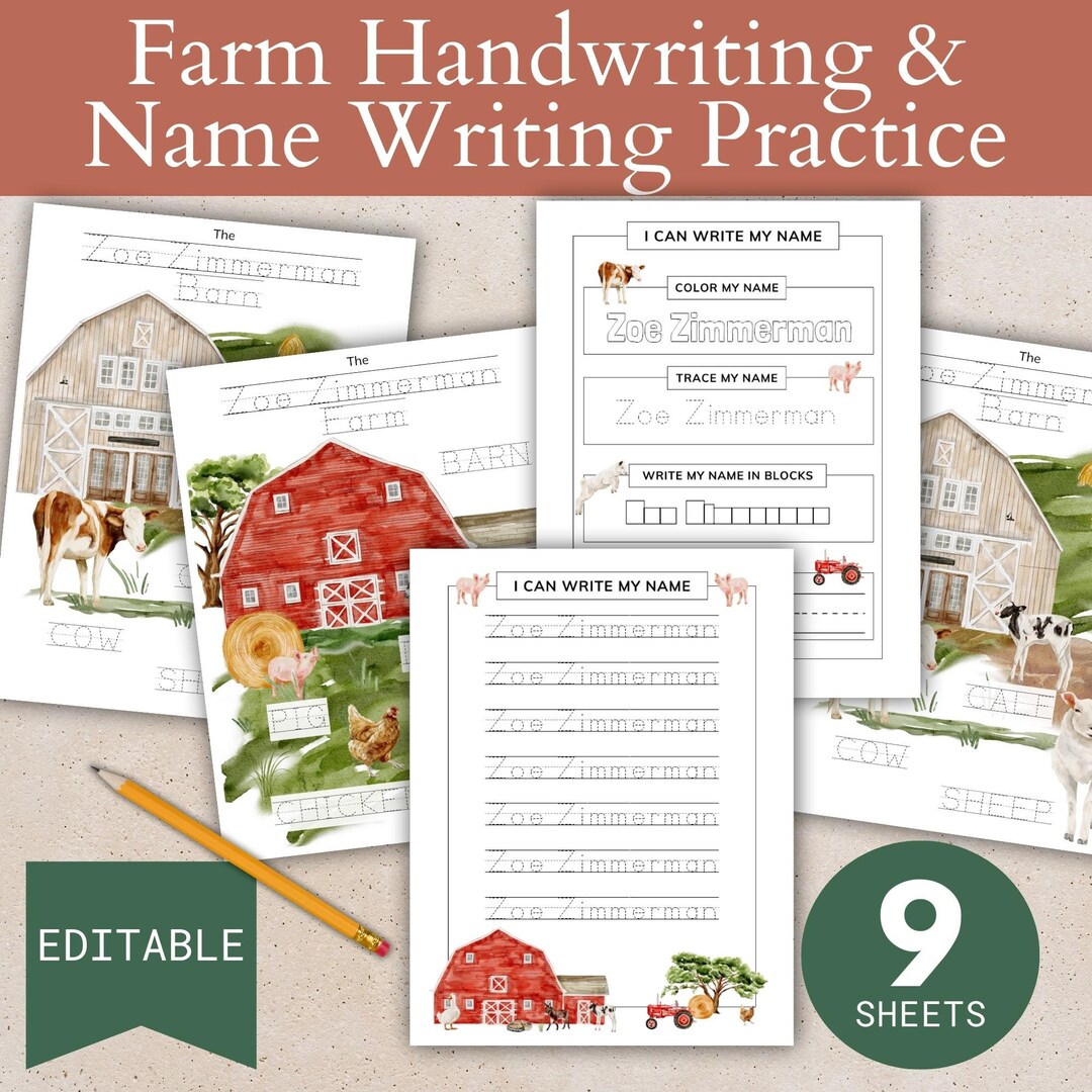 Editable Name Practice Printable, Farm Animal Activity Handwriting ...
