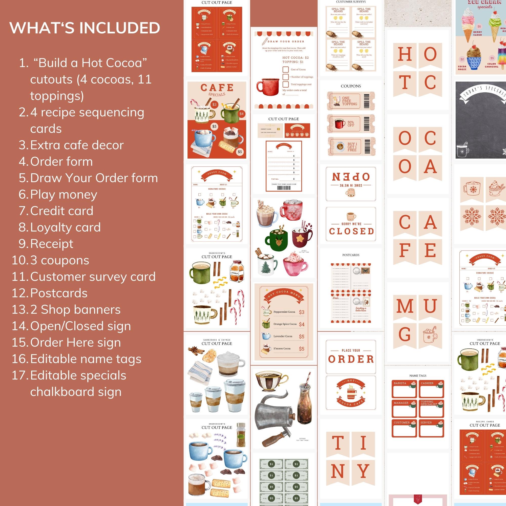 Coffee Shop Dramatic Play Printable, Pretend Play Gift Digital Download ...