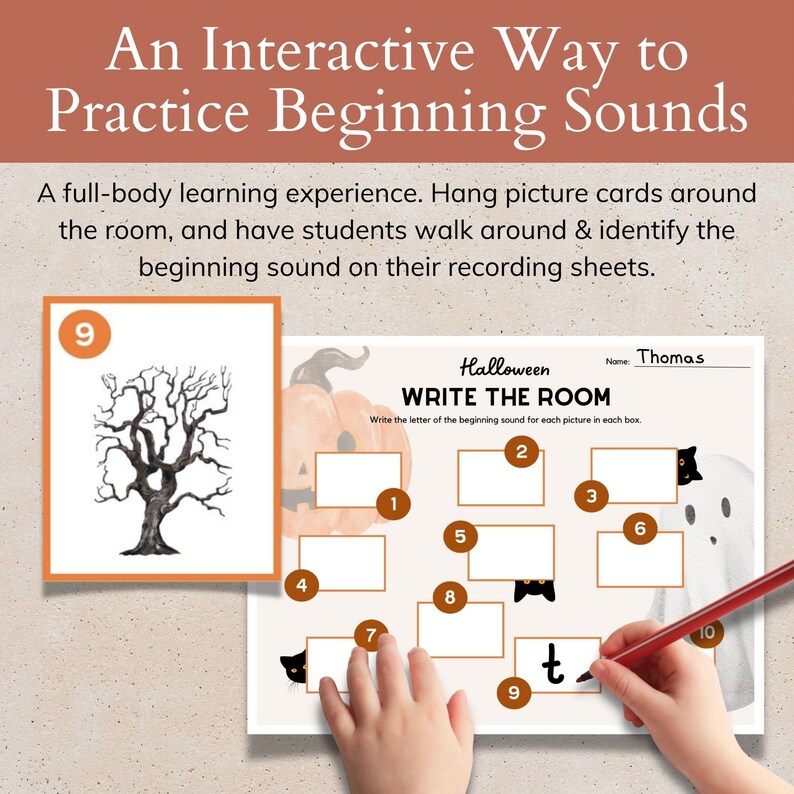 Write the Room Beginning Sound Worksheet Halloween Activity ...