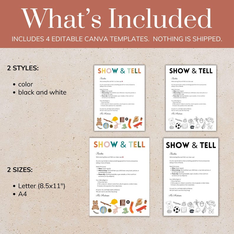 Editable Show and Tell Letter to Parents Printable, Show and Share ...