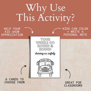 School Bus Driver Appreciation Card, Kids Thank You Notes Printable ...