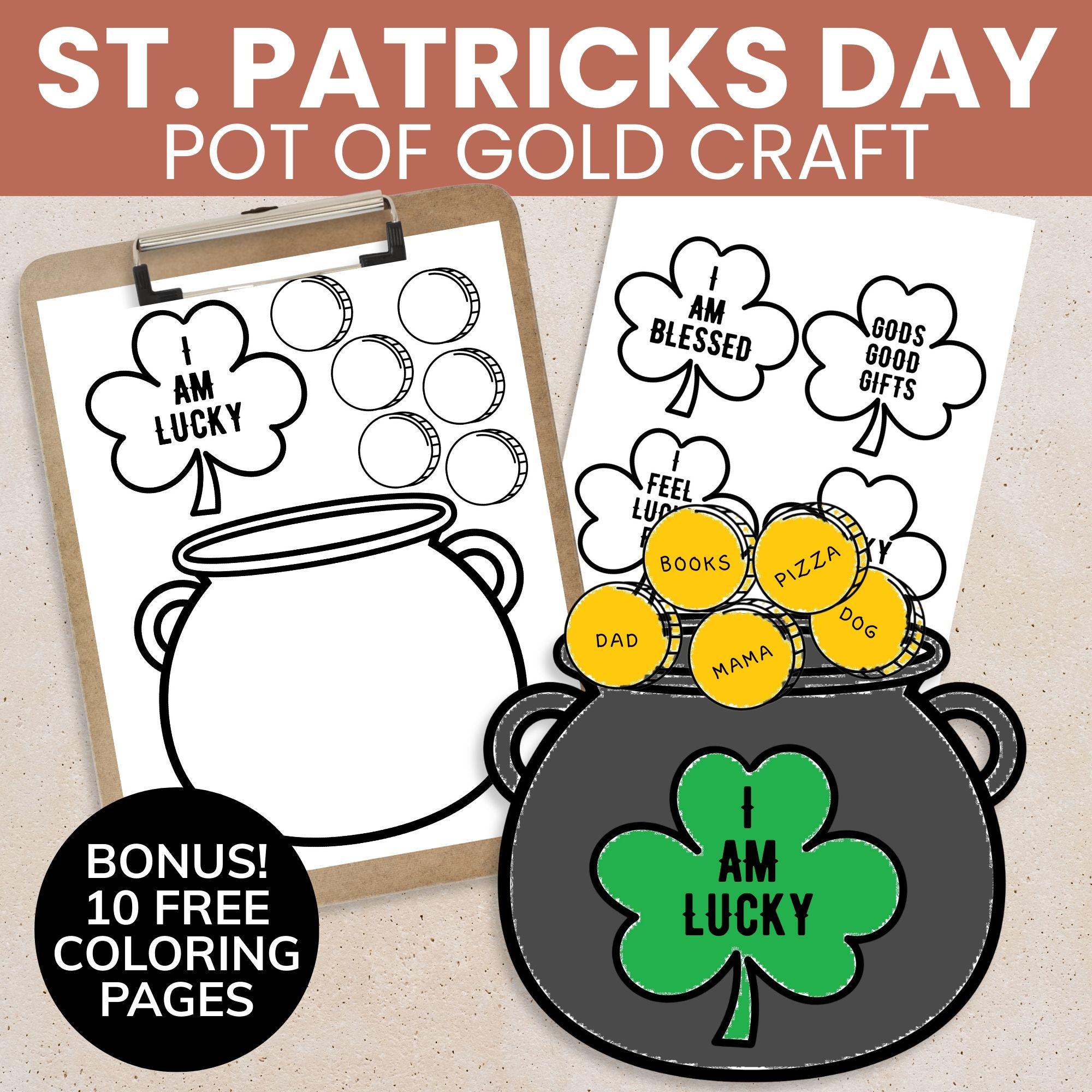 Pot of Gold Craft Printable, Easy St Patricks Day Craft for Kids ...
