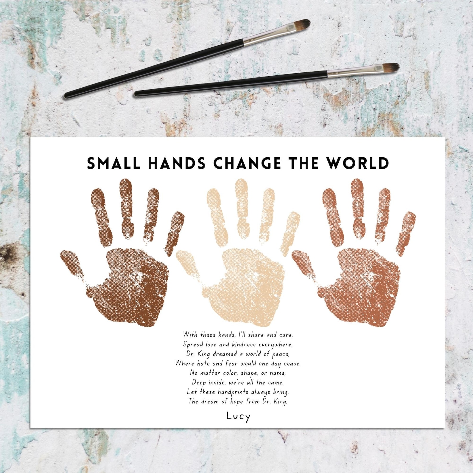MLK Day Handprint Craft Template, Small Hands Change the World Hand ...