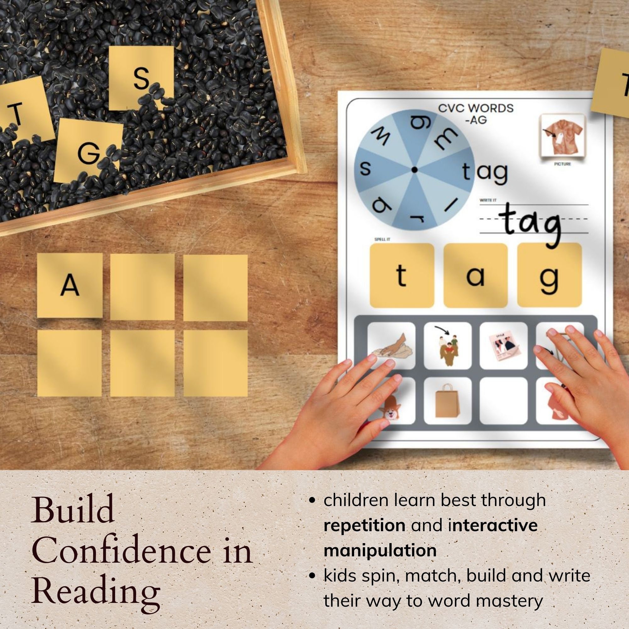 CVC Pictures Word Family Worksheet Printable, Short A Sound Rhyming ...