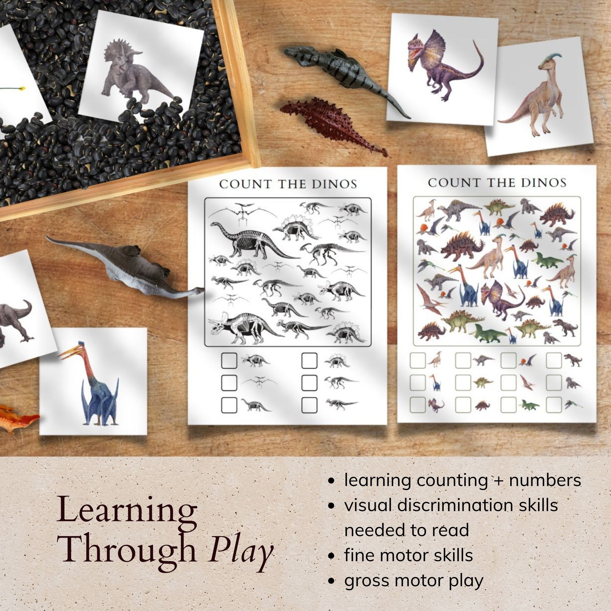 Dinosaur Counting Activity Printable, Kid I Spy Game, Dino Party Favor ...