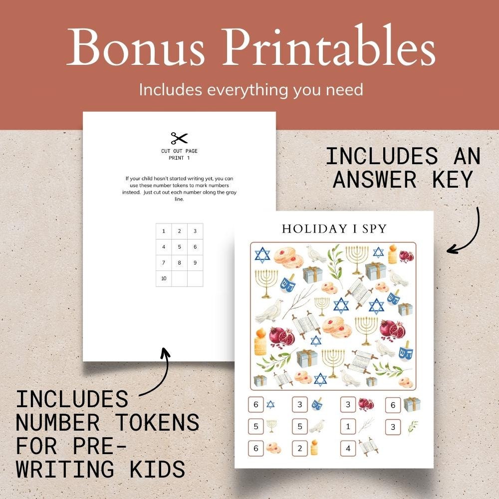 Christmas I Spy Holiday Counting Sheets Hanukkah Scavenger - Etsy