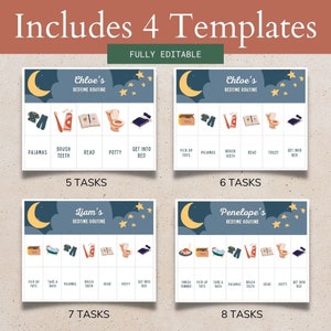 Bedtime Routine Flip Chart Printable, Editable Visual Schedule Toddler ...