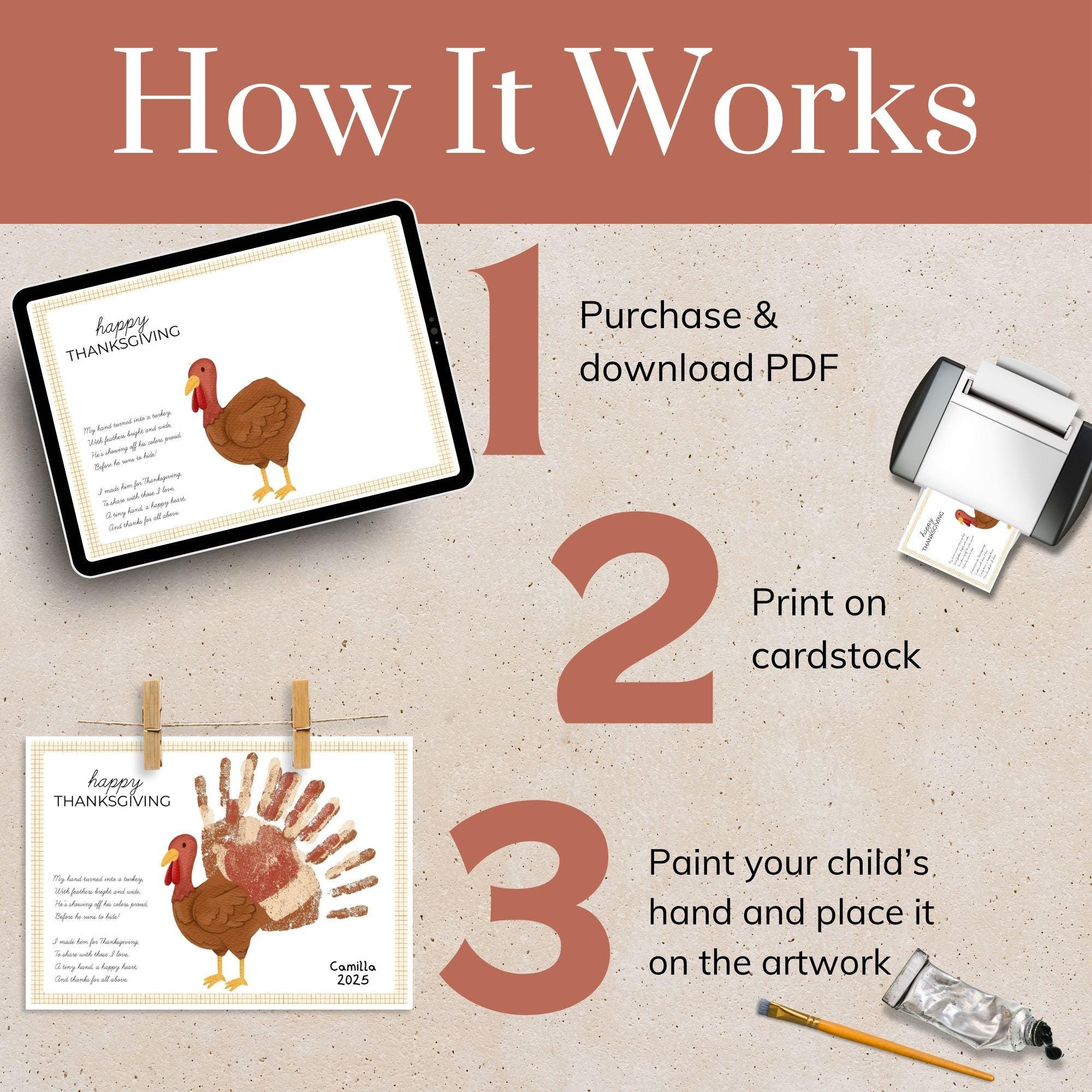 Kids Thanksgiving Handprint Placemat Printable, Turkey Handprint Art ...