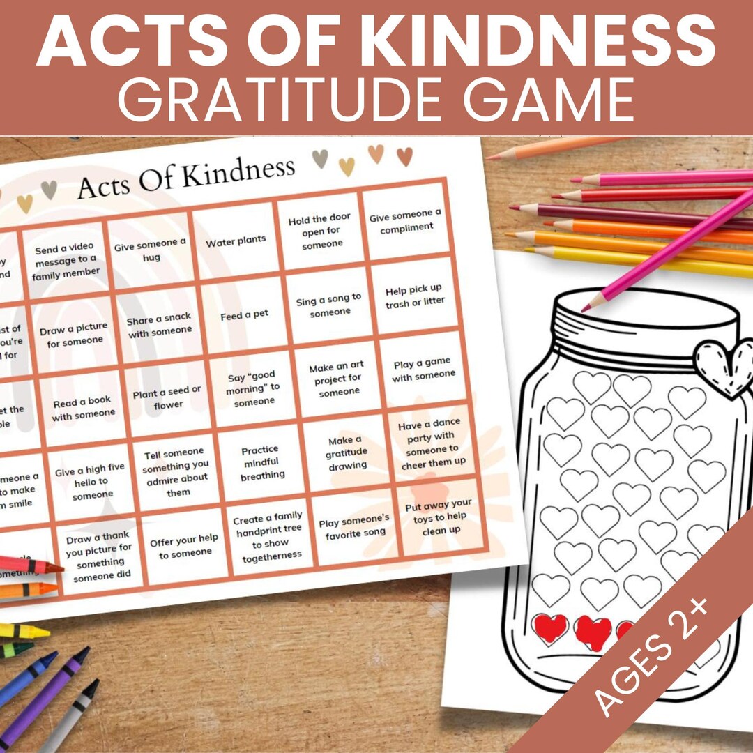 Acts of Kindness Printable, Gratitude Game, Kindness Countdown Calendar ...