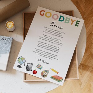 End of Year Poem for Student, Kindergarten Last Day of School Printable ...