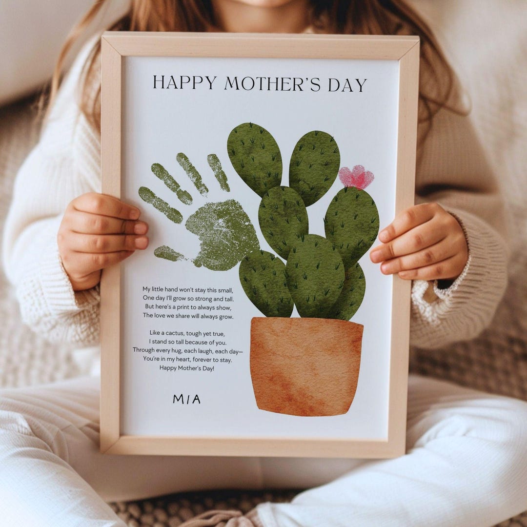 Cactus Handprint Mothers Day Gift From Kid, Spring Handprint Art Poem ...