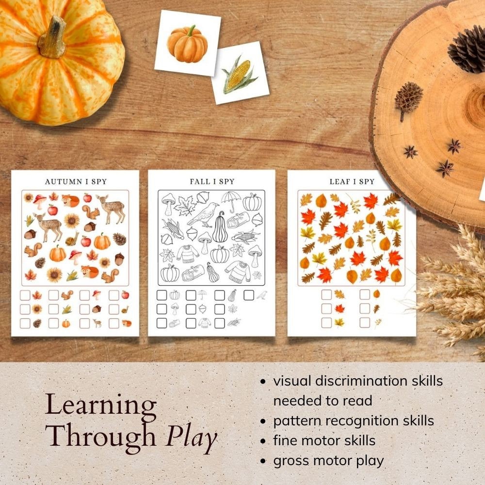 Fall I Spy, Scavenger Hunt Fall, Memory Matching Game, Autumn Busy Book ...