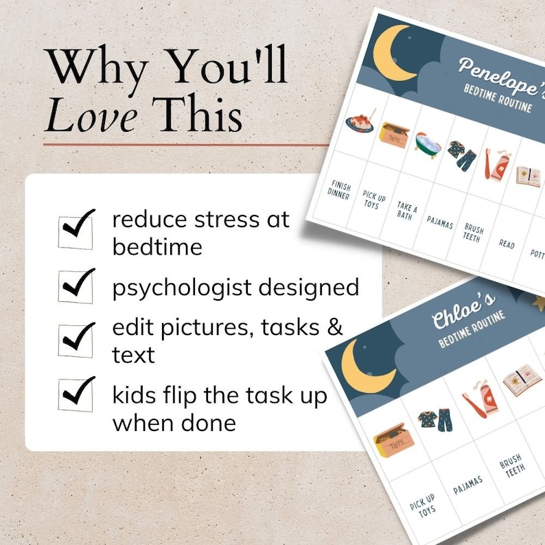 Bedtime Routine Flip Chart Printable, Editable Visual Schedule Toddler ...