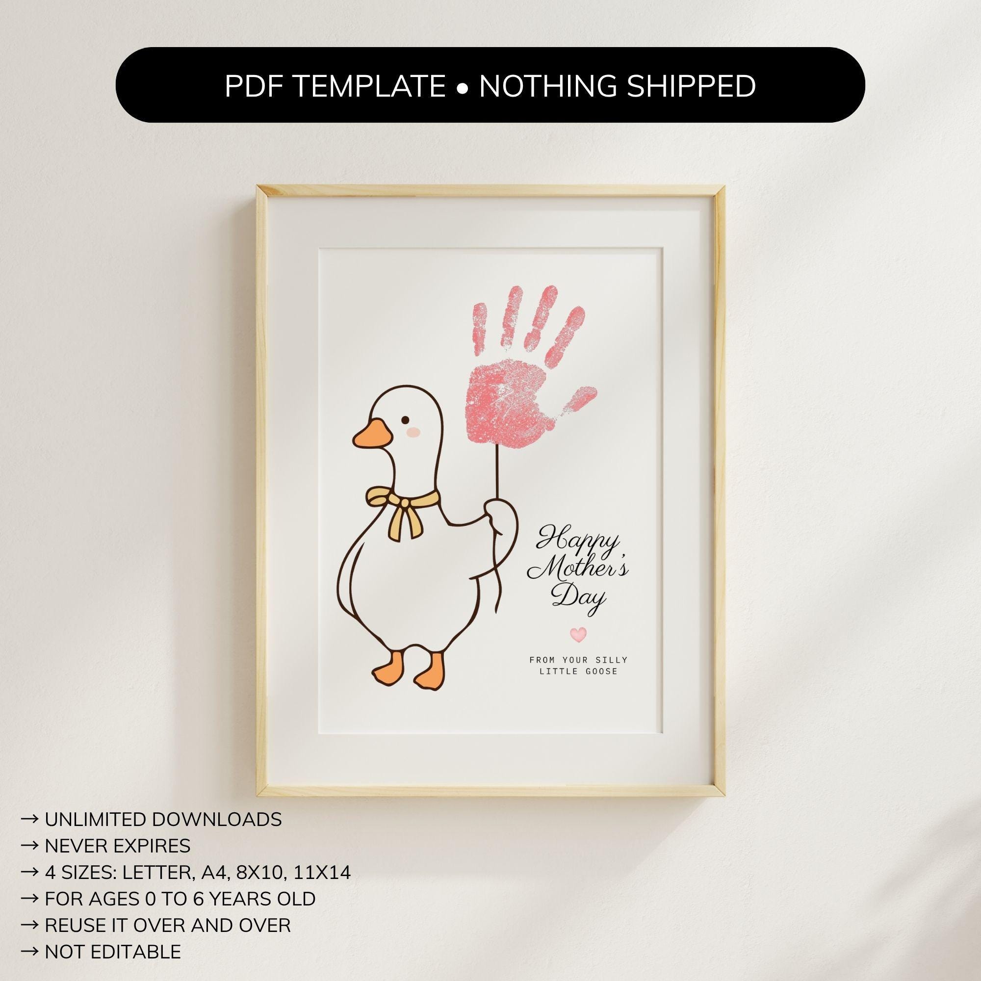 Silly Goose Handprint Art, Sunday School Mothers Day Craft Printable ...