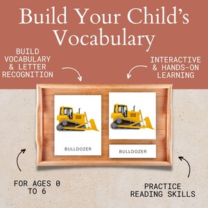 Construction Vehicle Flashcard Printable, Montessori 3 Part Cards for ...