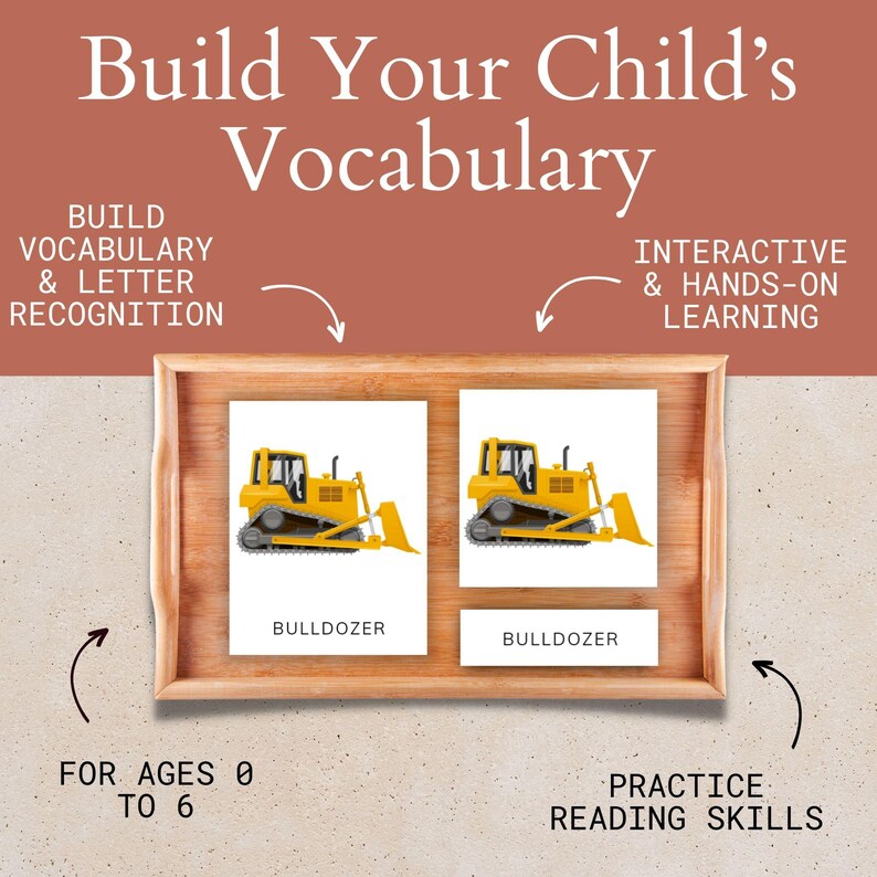 Construction Vehicle Flashcard Printable, Montessori 3 Part Cards for ...
